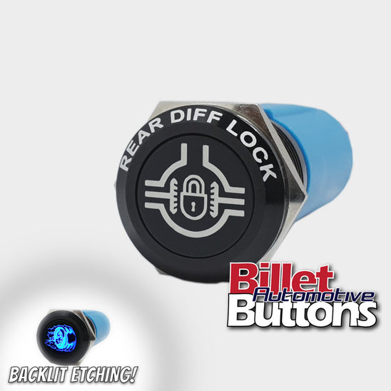 19mm FEATURED 'REAR DIFF LOCK SYMBOL' Billet Push Button Switch