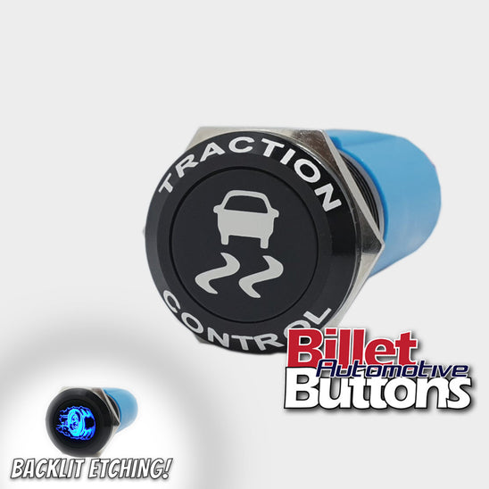 19mm FEATURED 'TRACTION CONTROL SYMBOL' Billet Push Button Switch Skid