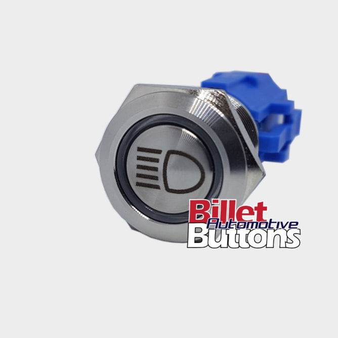 19mm 'HEADLIGHTS SYMBOL' Billet Push Button Switch High Beam Head Ligh