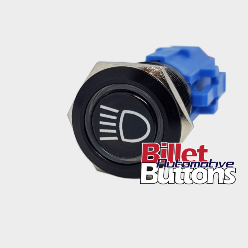 19mm 'HEADLIGHTS SYMBOL 2' Billet Push Button Switch High Beam Head Li ...