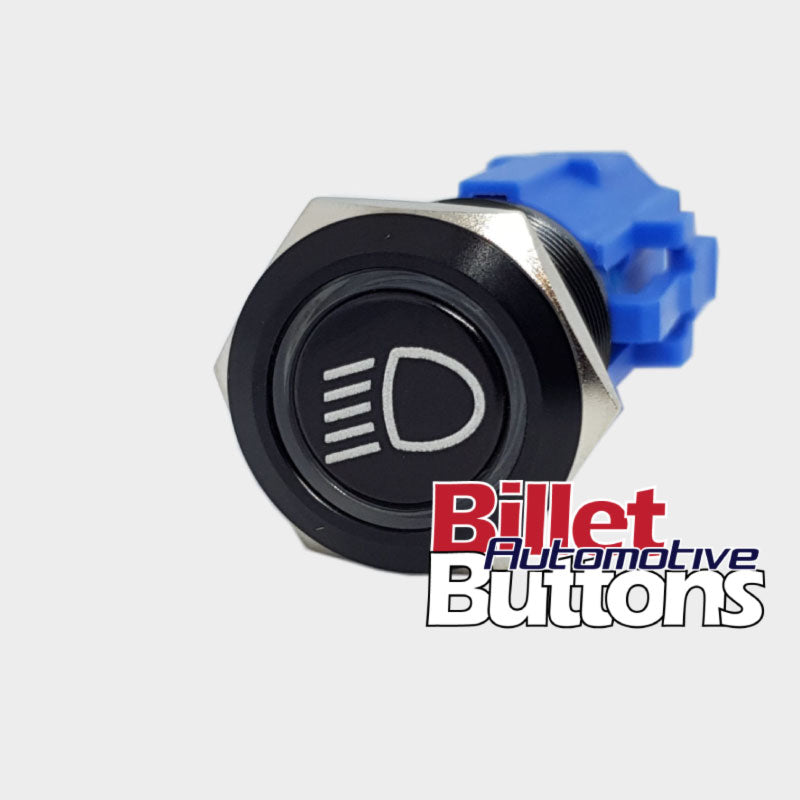 19mm 'HEADLIGHTS SYMBOL' Billet Push Button Switch Low Beam Dipped Hea ...
