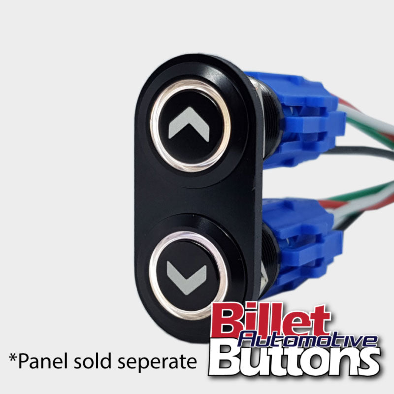 19mm Pair 'ARROW SYMBOLS 2' Billet Push Buttons Switches Power Windows ...
