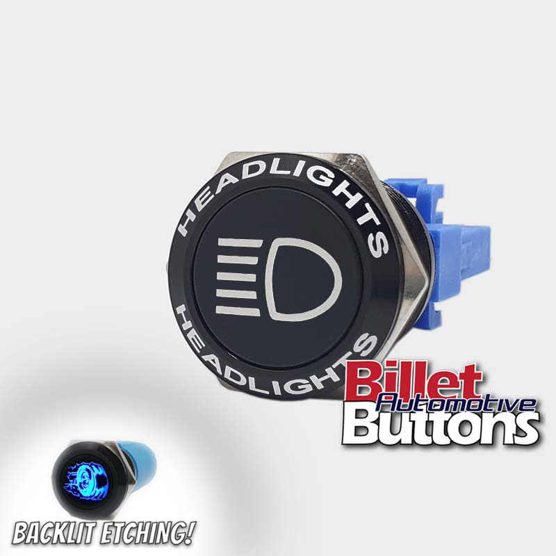 22mm FEATURED 'HEADLIGHTS SYMBOL' Billet Push Button Switch High Beam
