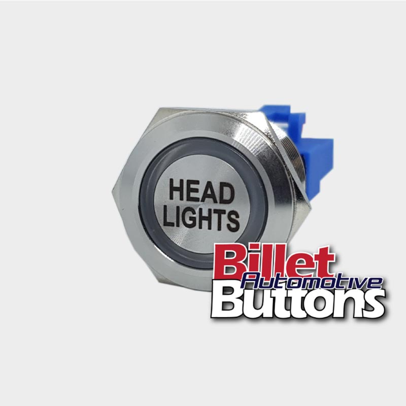 22mm 'HEADLIGHTS' Billet Push Button Switch Head Lights Headlight ...