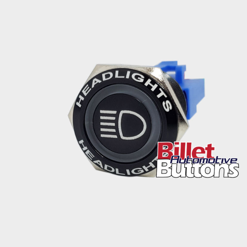 22mm FEATURED 'HEADLIGHTS SYMBOL' Billet Push Button Switch High Beam ...