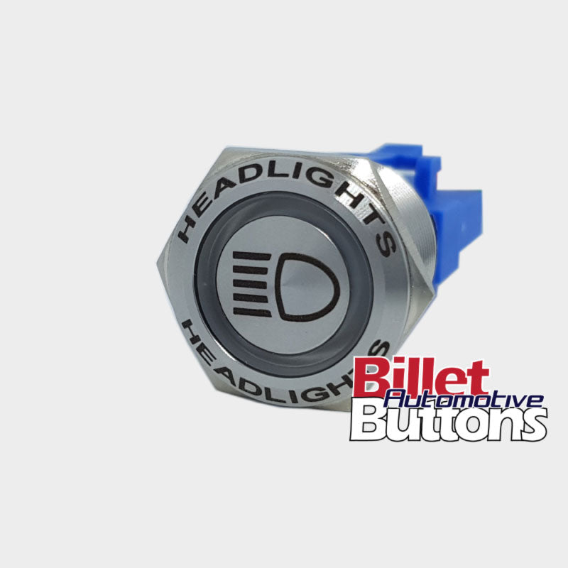 22mm FEATURED 'HEADLIGHTS SYMBOL' Billet Push Button Switch High Beam ...