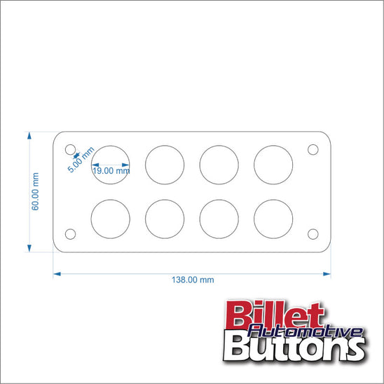 Billet Button 8 hole laser cut switch panel